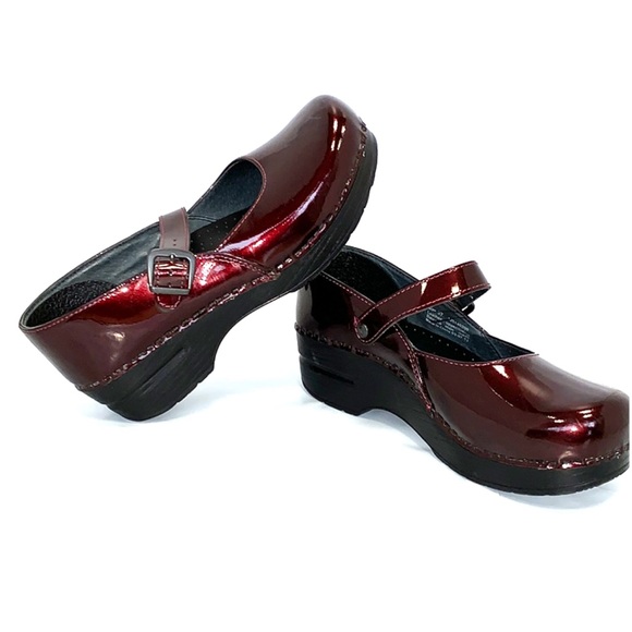 Dansko | Shoes | Nwd Dansko Mary Jane Burgundy Patent Leather Clog ...